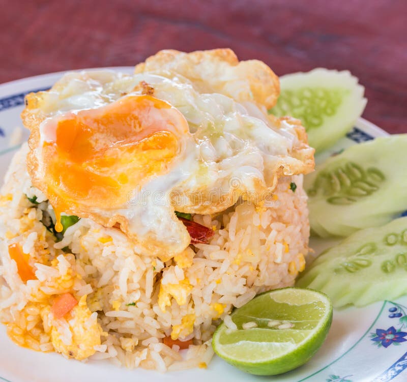 Fried rice with fried egg stock photo. Image of onion - 52232948