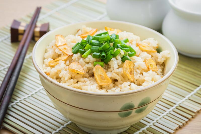 Fried Rice with Garlic in Bowl Stock Image - Image of healthy ...