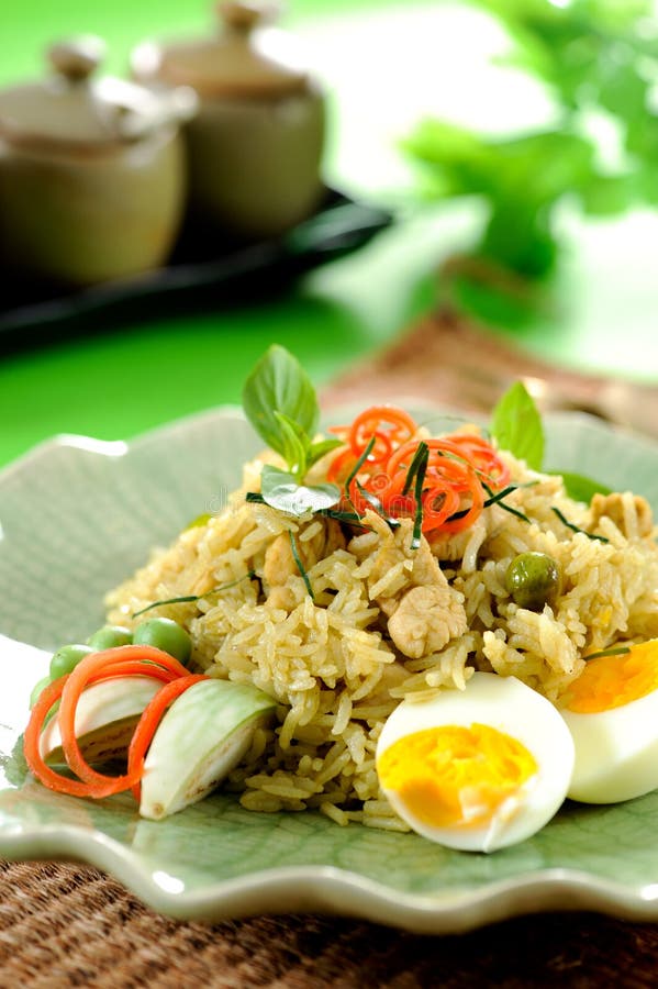 Fried Rice with Green Curry Stock Photo - Image of boiled, cooking ...