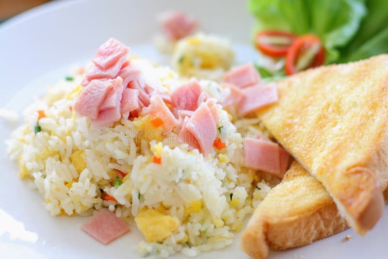 Fried rice with ham stock image. Image of delicious, closeup - 32543707