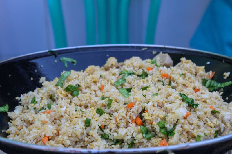 Fried Rice in a Large Skillet Stock Photo - Image of flavorful, lunch ...