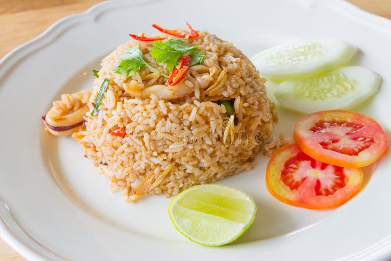Fried Rice with Lemongrass stock image. Image of slice - 43793087