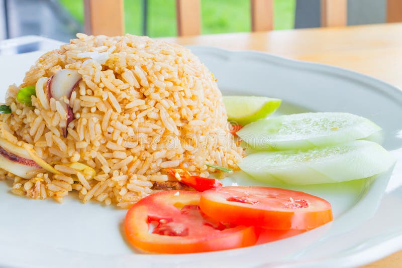 Fried Rice with Lemongrass stock image. Image of prawn - 43958055