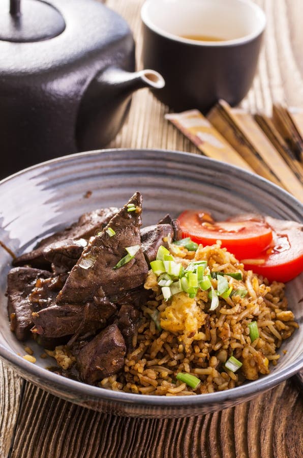 Fried Rice with Liver stock image. Image of phat, asia - 37647777