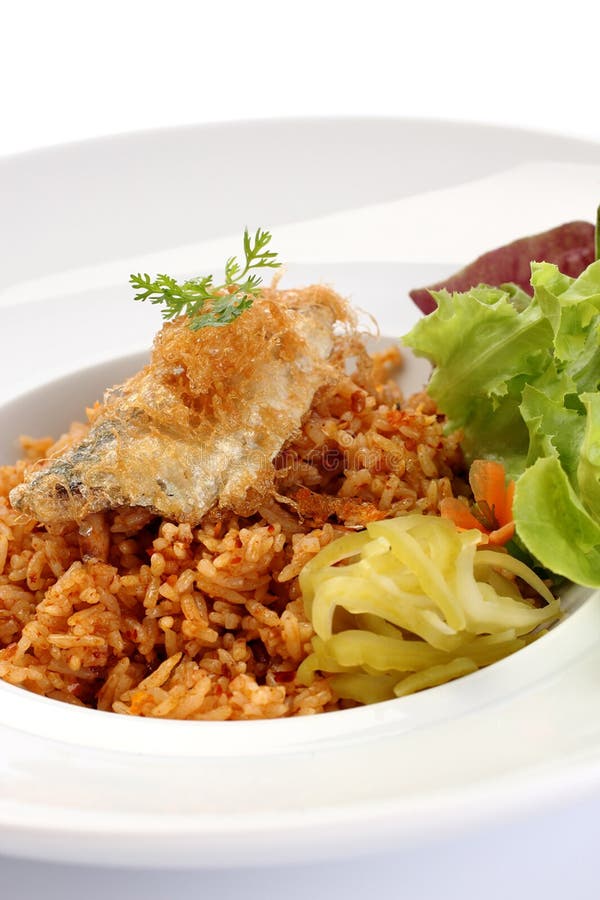 Fried rice with mackerel stock photo. Image of thailand - 61788558