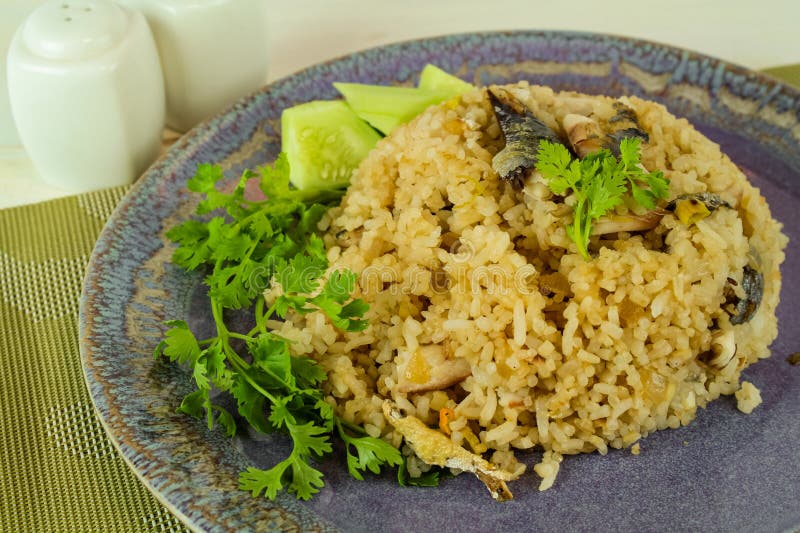 Fried Rice with Mackerel and Shrimp Paste Stock Image - Image of ...