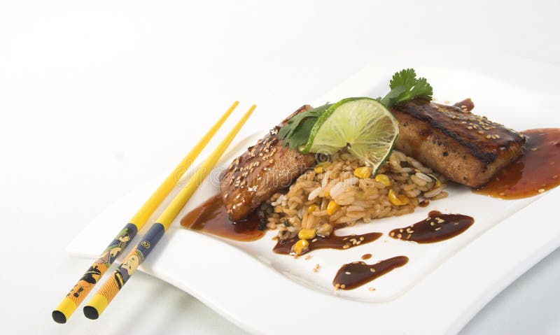 Fried rice and mahi stock photo. Image of cook, chopsticks - 530428