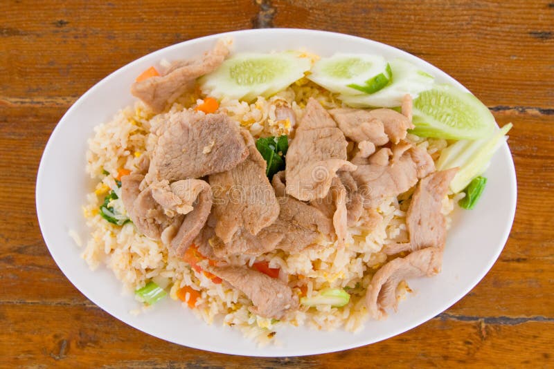 Fried rice with meat stock photo. Image of garnish, fresh - 11461910