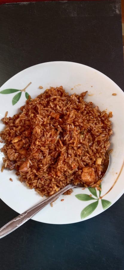 The Fried Rice Menu Served on a White Plate Looks Delicious Stock Image ...