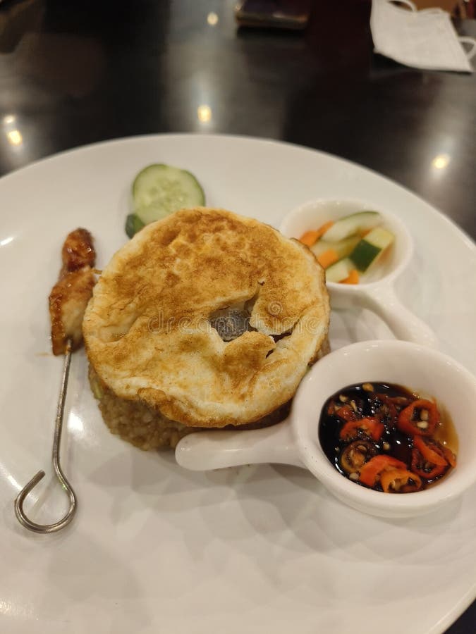 Fried Rice with Omelette and Pickles Stock Image - Image of food ...