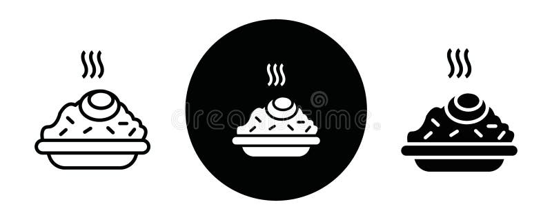 Fried Rice Outline Icon Collection or Set. Fried Rice Thin Vector Line ...