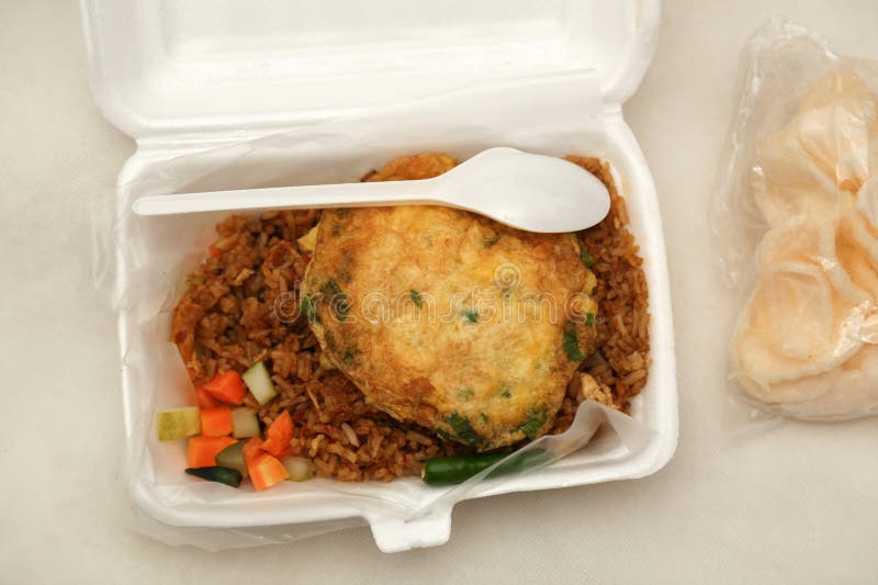 Fried Rice Package in a White Box Stock Photo - Image of food, dessert ...