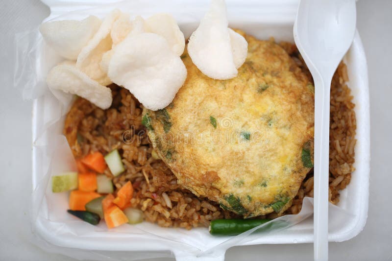 Fried Rice Package in a White Box Stock Photo - Image of lunch, dessert ...