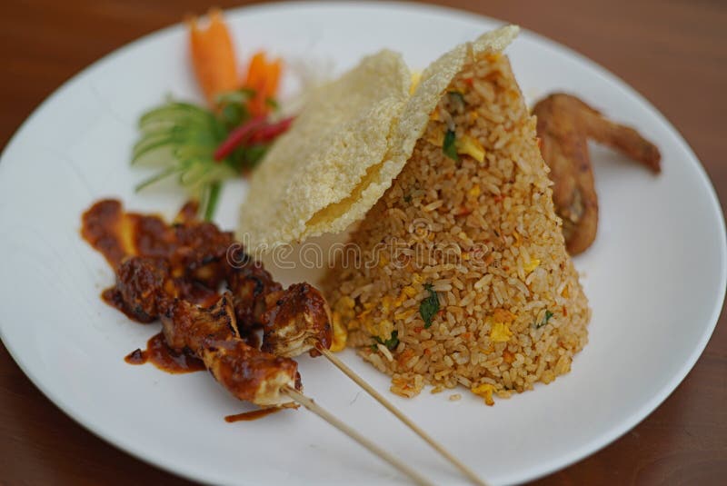 Fried Rice in Plate on Table in Restaurant Stock Photo - Image of food ...