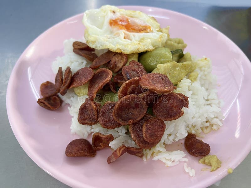 Fried Rice with Pork Sausage and Egg Stock Photo - Image of nutrition ...