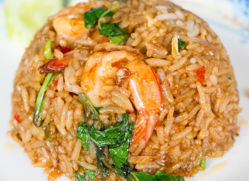 Fried rice with prawn stock image. Image of food, lunch - 59696465