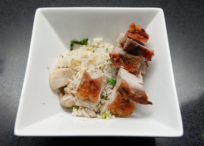 Fried Rice with Roast BBQ Pork Stock Image - Image of foreground ...