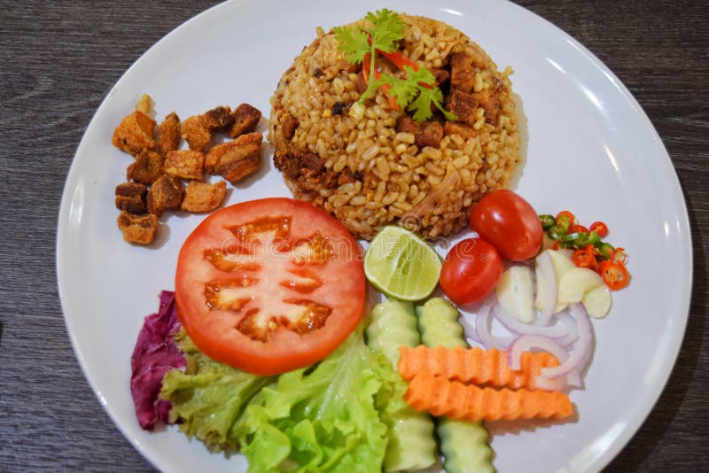 Fried Rice and Salad at Chiang Mai Royal Project Stock Photo - Image of ...