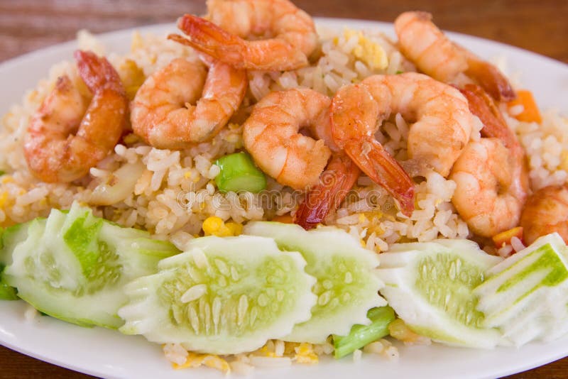 Fried rice with seafood stock photo. Image of cucumber - 11174530