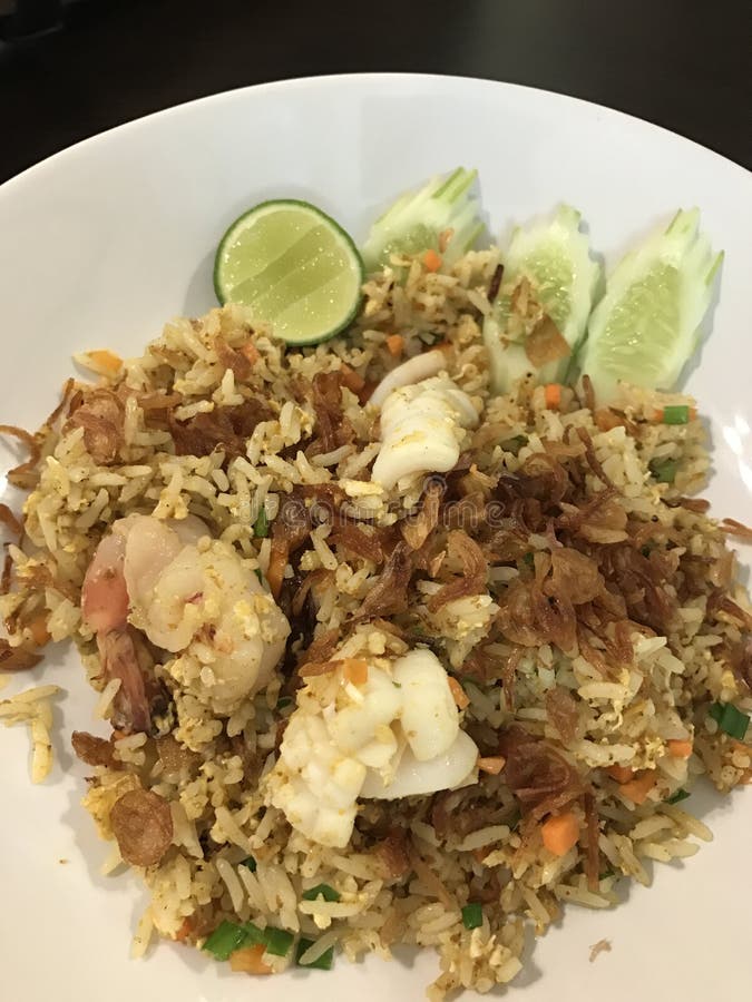 Fried rice with seafood. stock image. Image of fried - 96074291