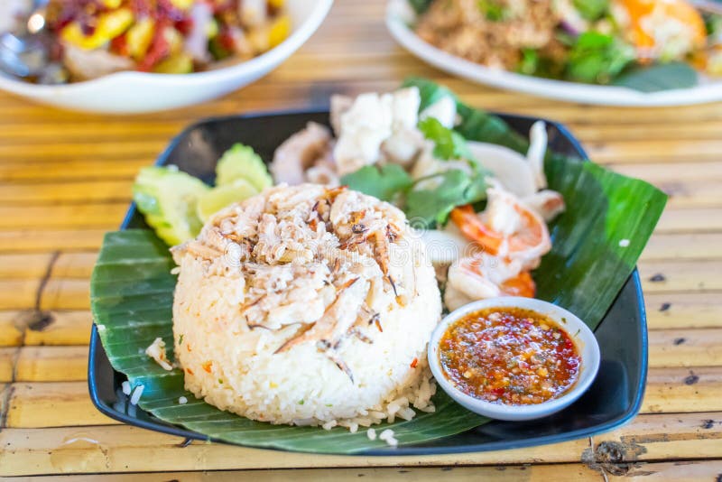 Fried Rice Serve with Fresh Seafood Stock Image - Image of fish, spicy ...