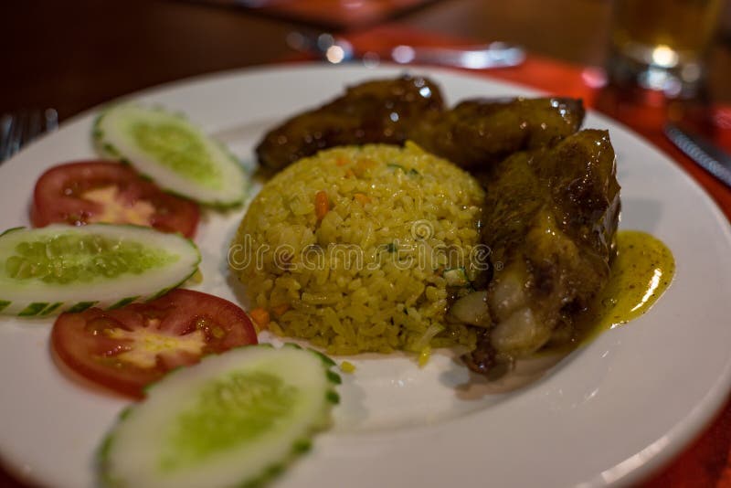 Fried Rice Served with Meat and Vegetables Stock Image - Image of rice ...