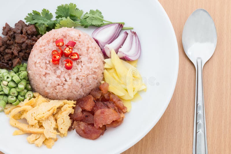 Fried Rice with Shrimp Paste Stock Image - Image of asian, plate: 74117201