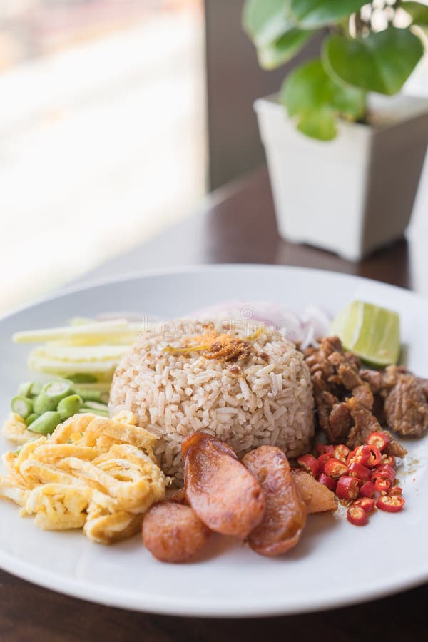 Fried Rice with Shrimp Paste, Thai Food. Stock Photo - Image of healthy ...