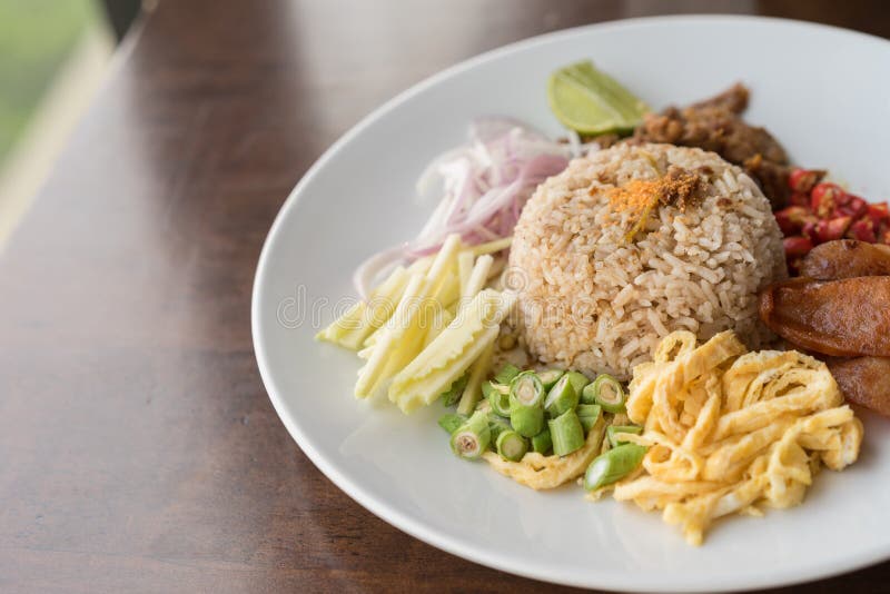 Fried Rice with Shrimp Paste, Thai Food. Stock Photo - Image of paste ...