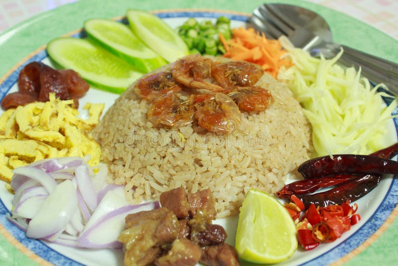 Fried Rice with Shrimp Paste. Stock Photo - Image of chillies, pepper ...