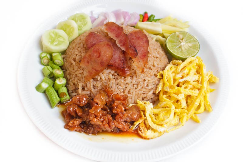 Fried Rice with Shrimp Paste. Stock Photo - Image of asia, mango: 41523098