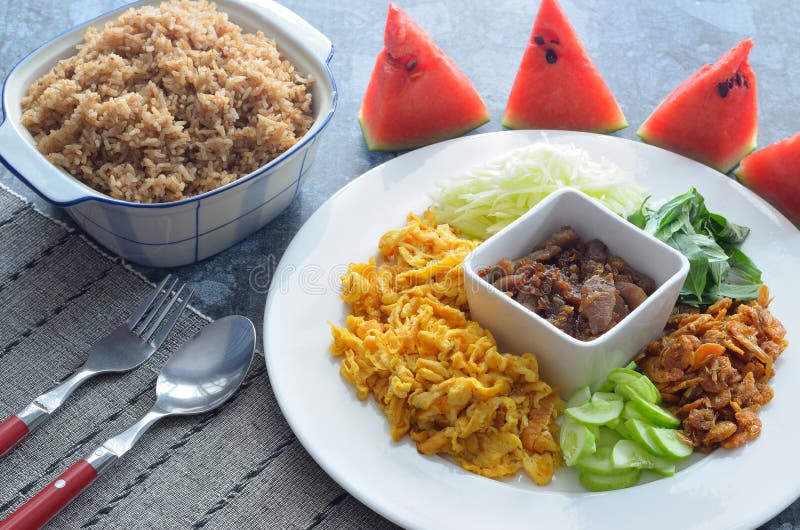 Fried Rice with Shrimp Paste Stock Photo - Image of gourmet, rice: 56618606