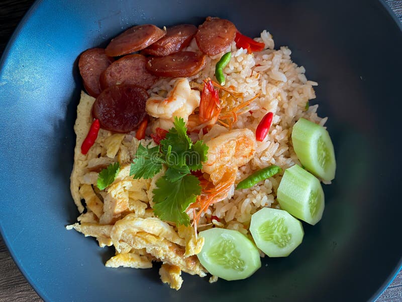 Fried Rice with Spicy Shrimp Paste Dip Stock Image - Image of ...