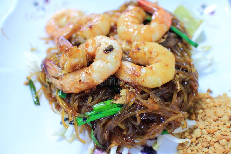 Fried Rice Sticks with Shrimp Stock Image - Image of rice, shrimp: 57732457