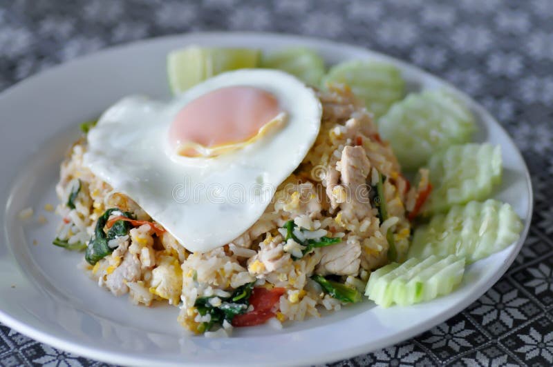 Fried Rice or Stir-fried Rice with Fried Egg Stock Photo - Image of ...