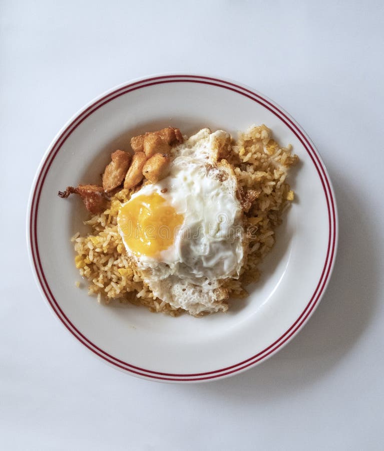 Fried Rice with Sunny Side Up Egg Topping Stock Image - Image of brunch ...