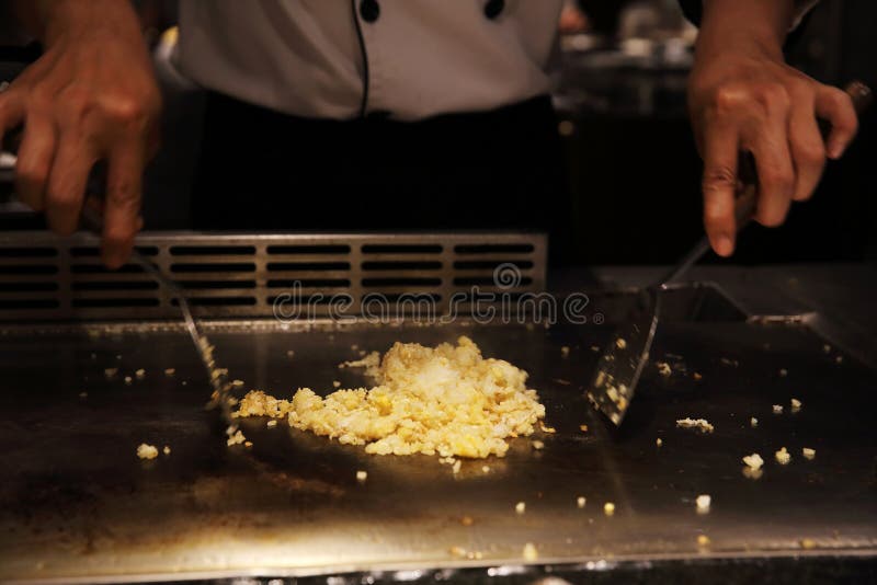 Fried Rice Teppanyaki Japanese Cooking Stock Photo - Image of cook ...