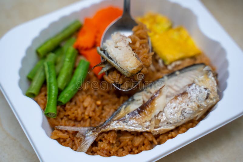 Fried Rice Thai Chili Paste with Mackerel Stock Image - Image of ...