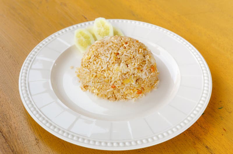 Fried Rice Thai Style on White Dish Stock Photo - Image of healthy ...
