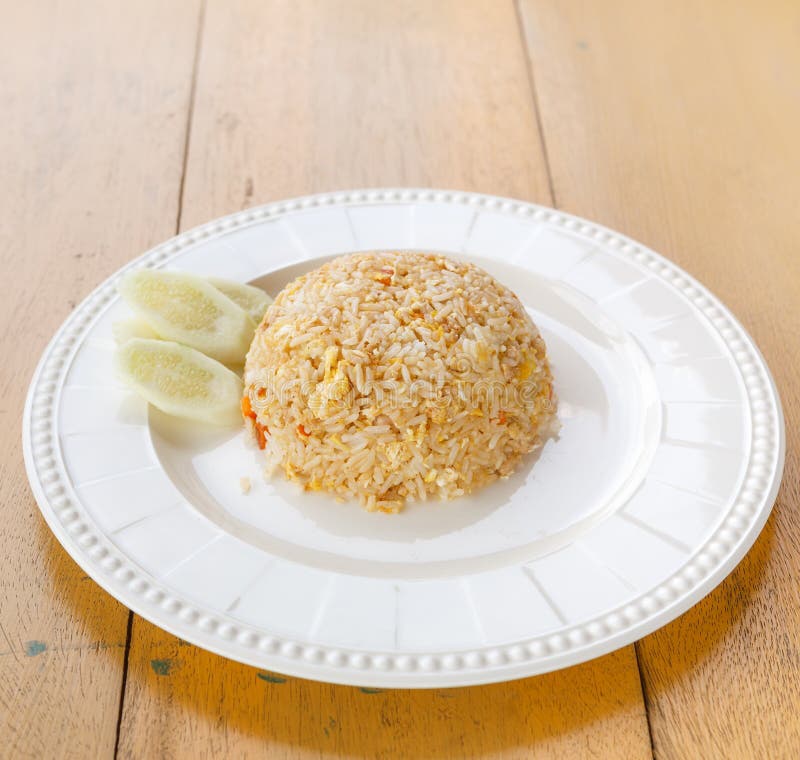 Fried Rice Thai Style on White Dish Stock Image - Image of culture ...