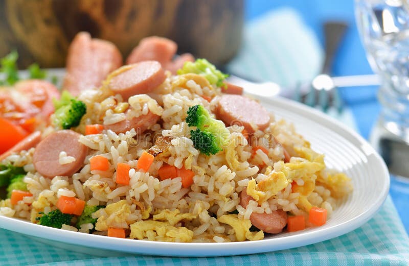 Fried rice thai style stock photo. Image of green, chopsticks - 61901714