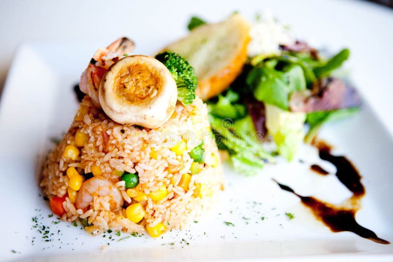 Fried rice tower meal stock photo. Image of veggies, shrimp - 36455350