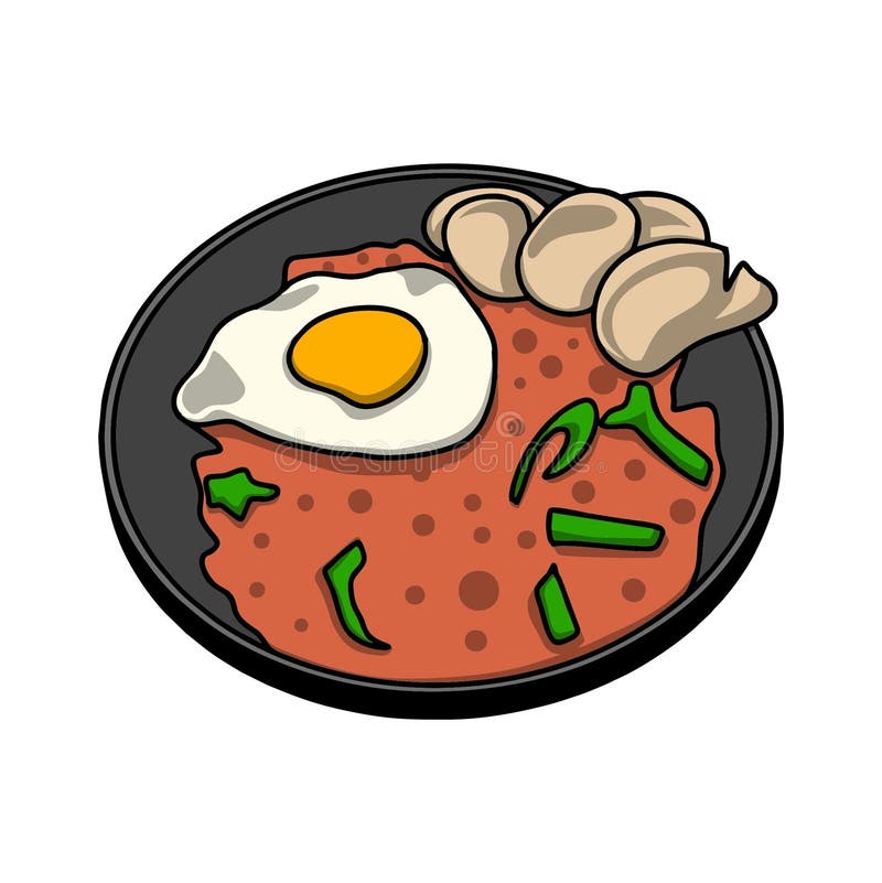 Fried Rice Vector with Egg and Crackers Stock Vector - Illustration of ...