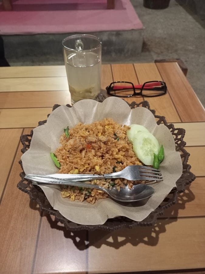 Fried Rice and Warm Ginger Drink Stock Image - Image of dish ...