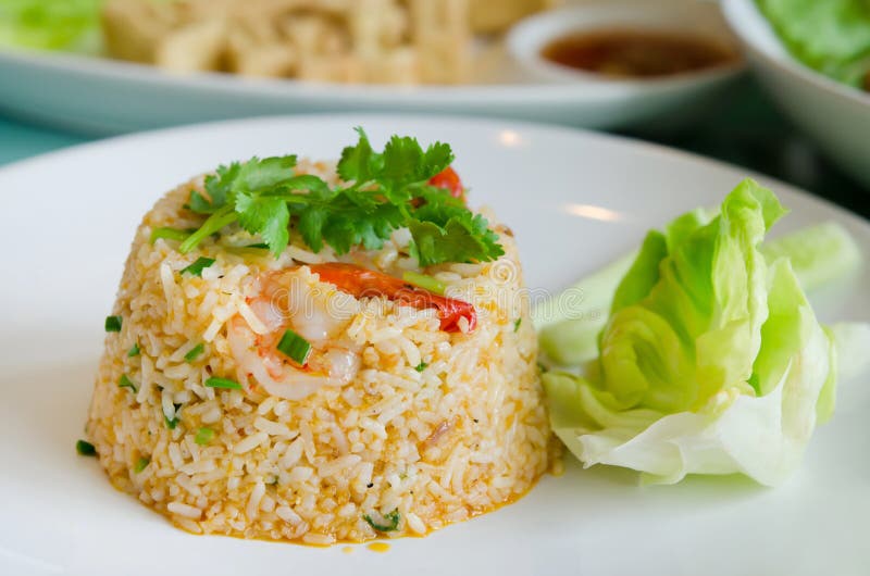 Fried rice on white plate stock image. Image of white - 29512929