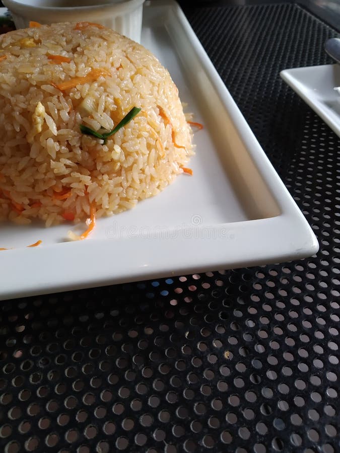 Fried Rice is in a White Plate. Stock Photo - Image of crockery, copy ...
