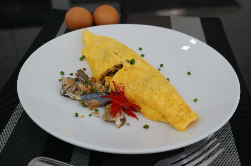 Fried Rice Wrapped with Omelet Stock Image - Image of meal, lunch: 57208085