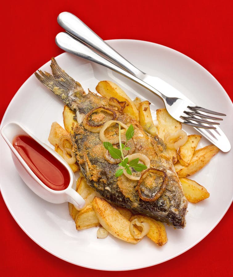 Fried River Fish with Crust Stock Image - Image of eating, delicious ...