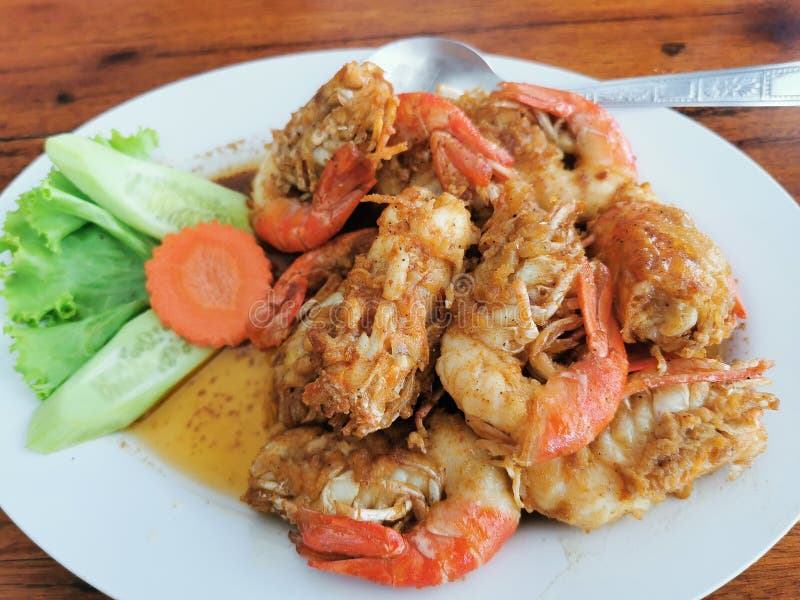 Fried River Prawn with Salt Stock Photo - Image of chili, prepared ...
