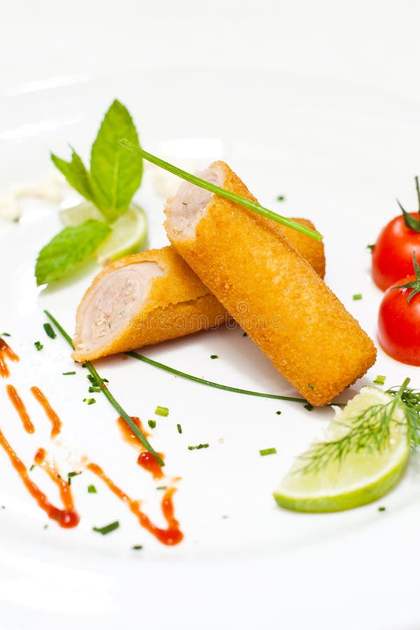Fried rolls stock photo. Image of served, dish, tomato - 26377992